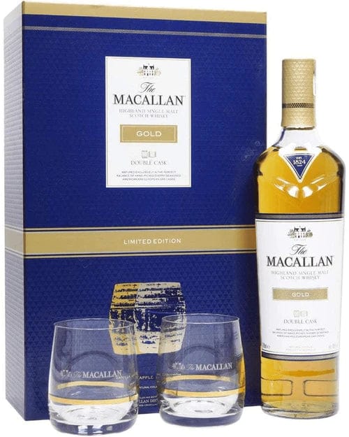Macallan Double Cask Gold Gift Set with Glasses 70cl, Threshers, Highland, United Kingdom ...