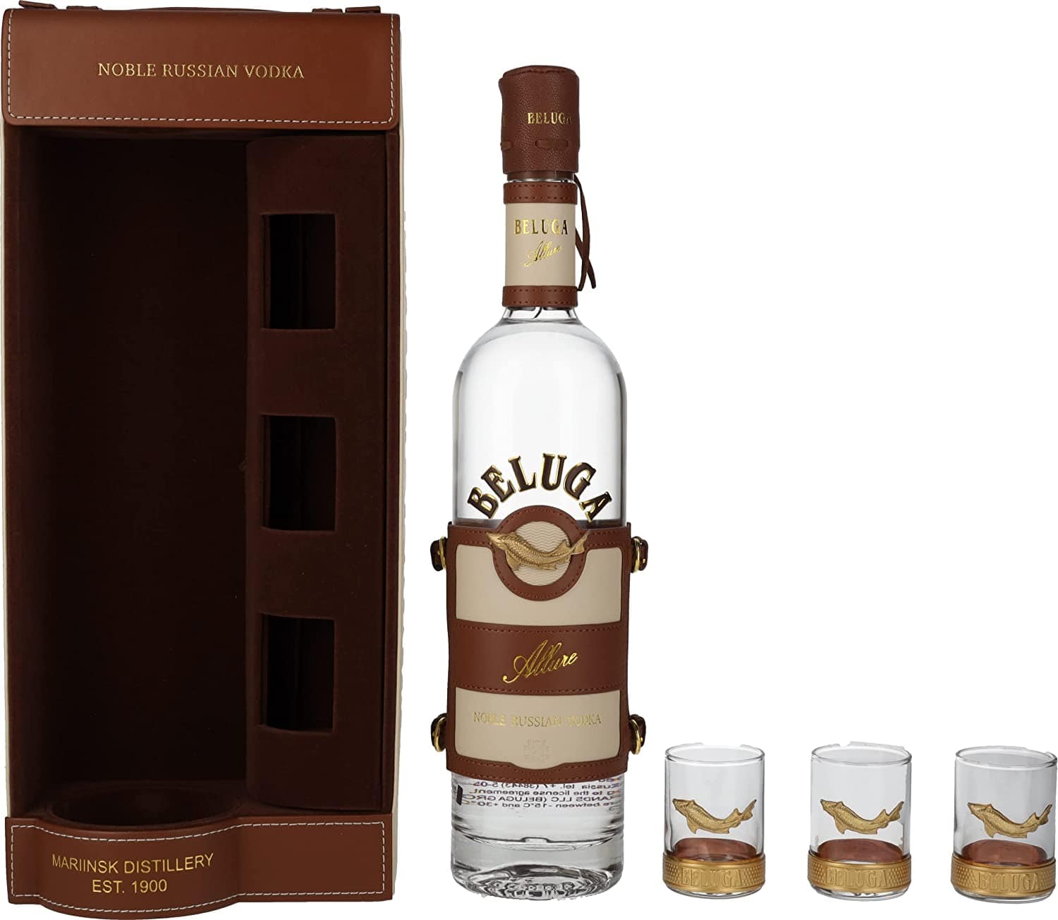 Beluga Noble Russian Vodka Allure Gift Pack with 3 Glasses 70cl ...