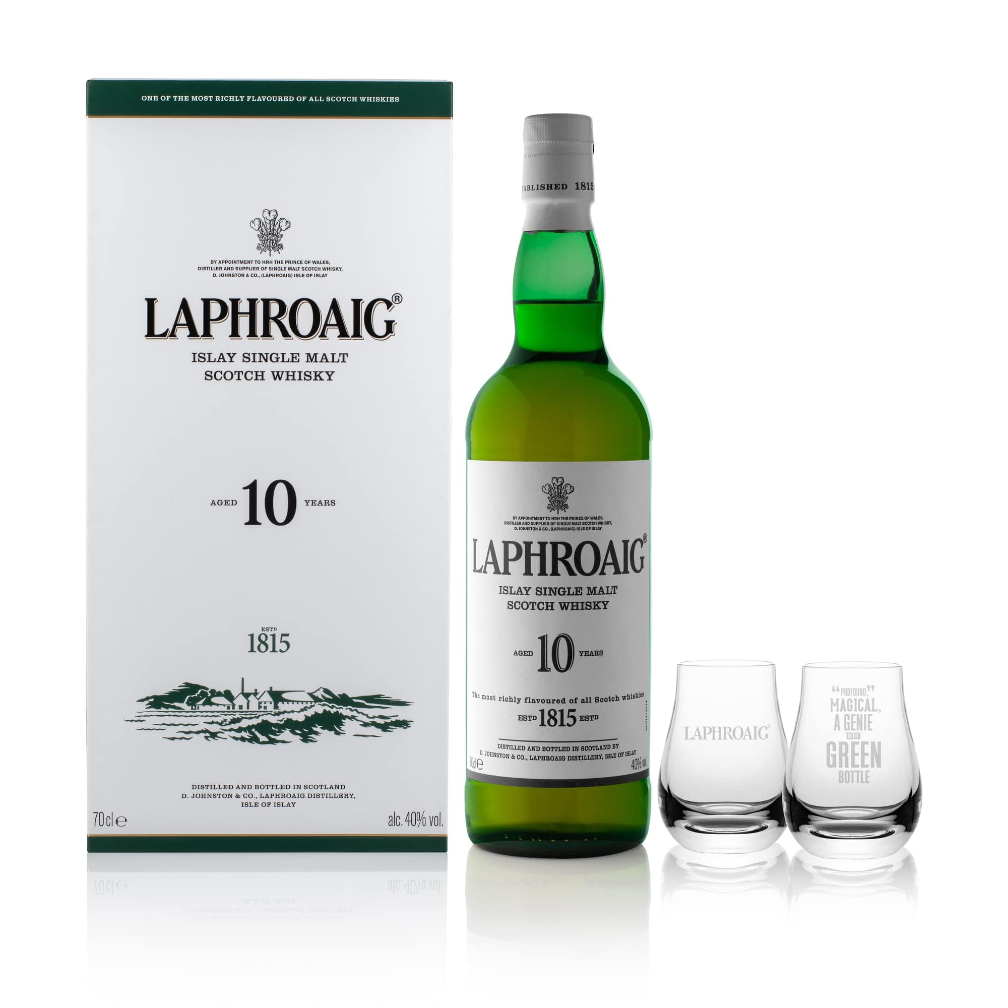 Laphroaig 10 Years Old Double Glass Gift Pack 70cl, Threshers, Islay ...