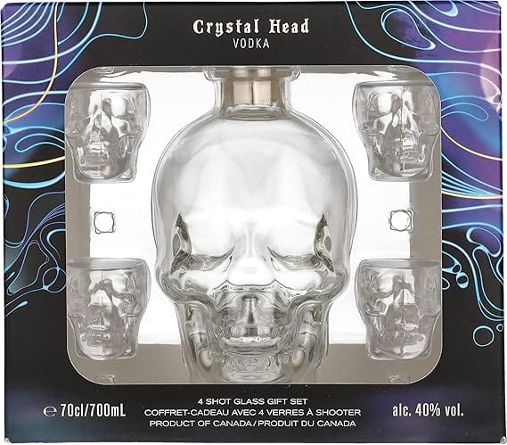 Crystal Head Vodka Gift Pack & 4 X Shot Glasses 70cl, Threshers | Plain ...