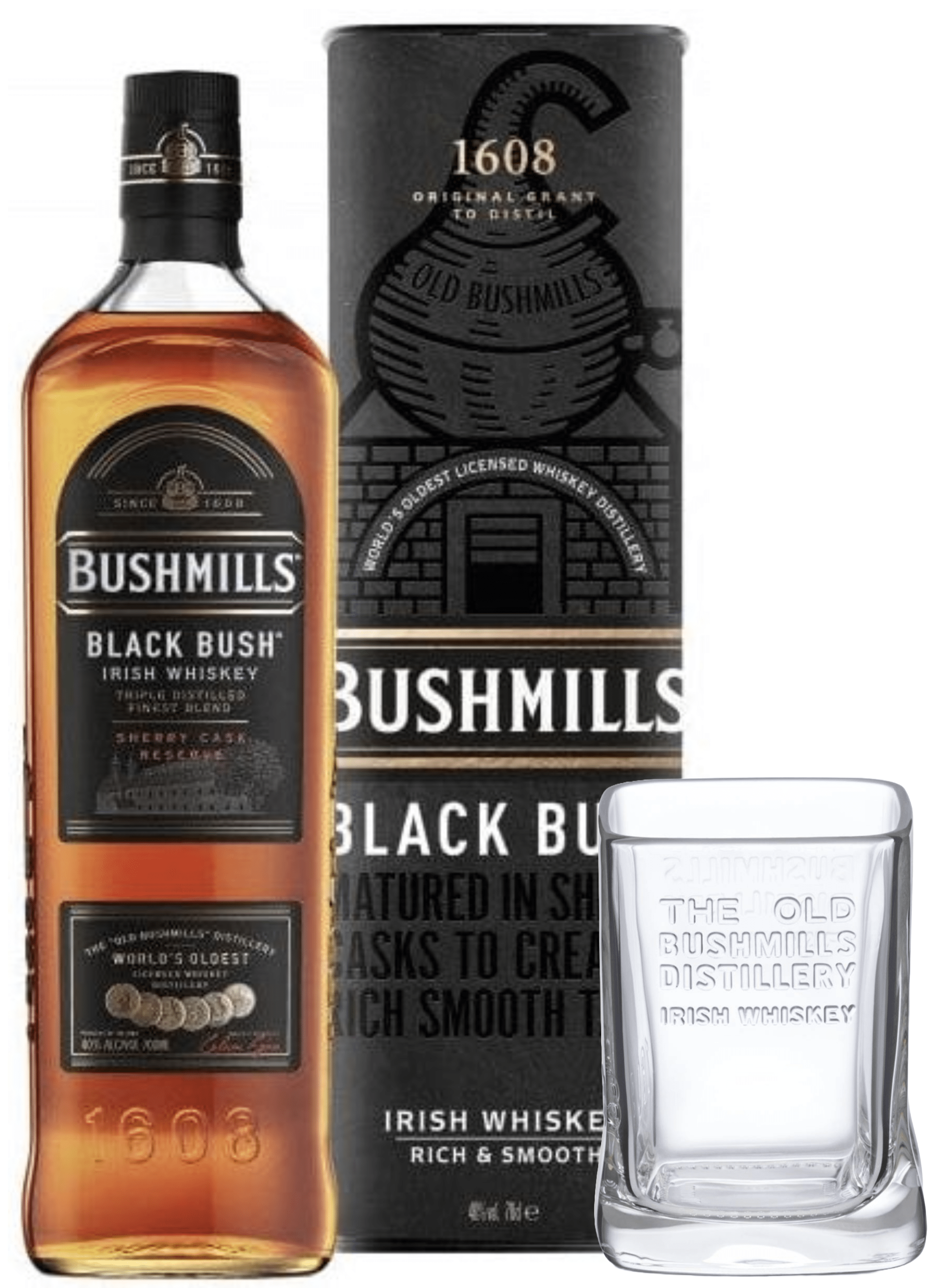 Bushmills Black Bush Irish Whiskey Gift Box & Glass 70cl, Bushmills ...