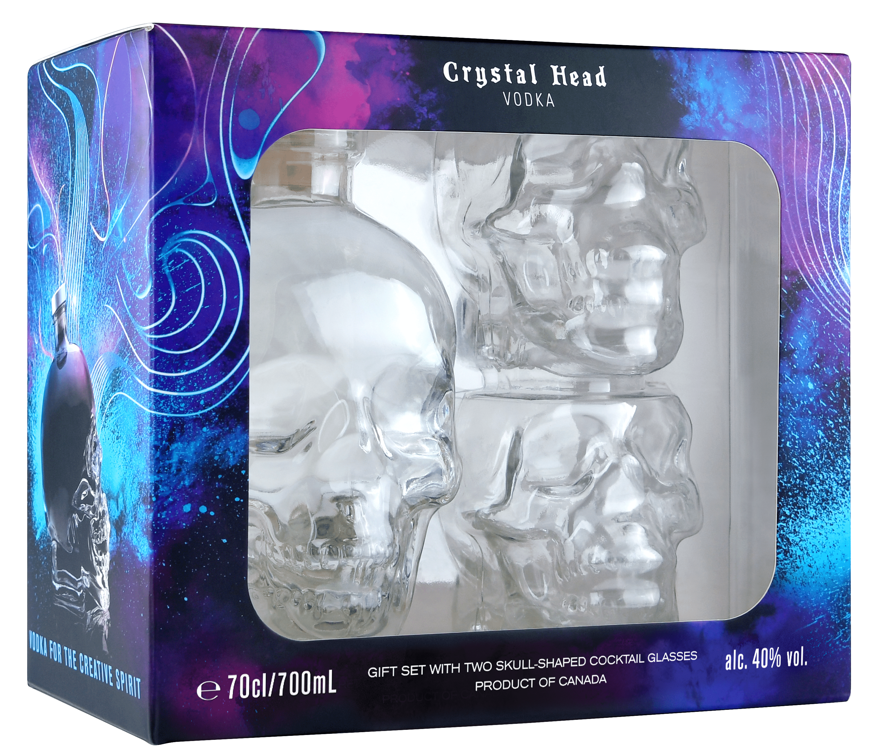 Crystal Head Vodka with 2 X Skull-shaped Cocktail Glasses Gift Set 70cl ...