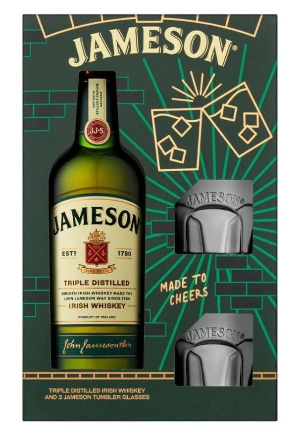 Jameson Original Irish Whiskey Gift Pack With Glasses 70cl – Threshers