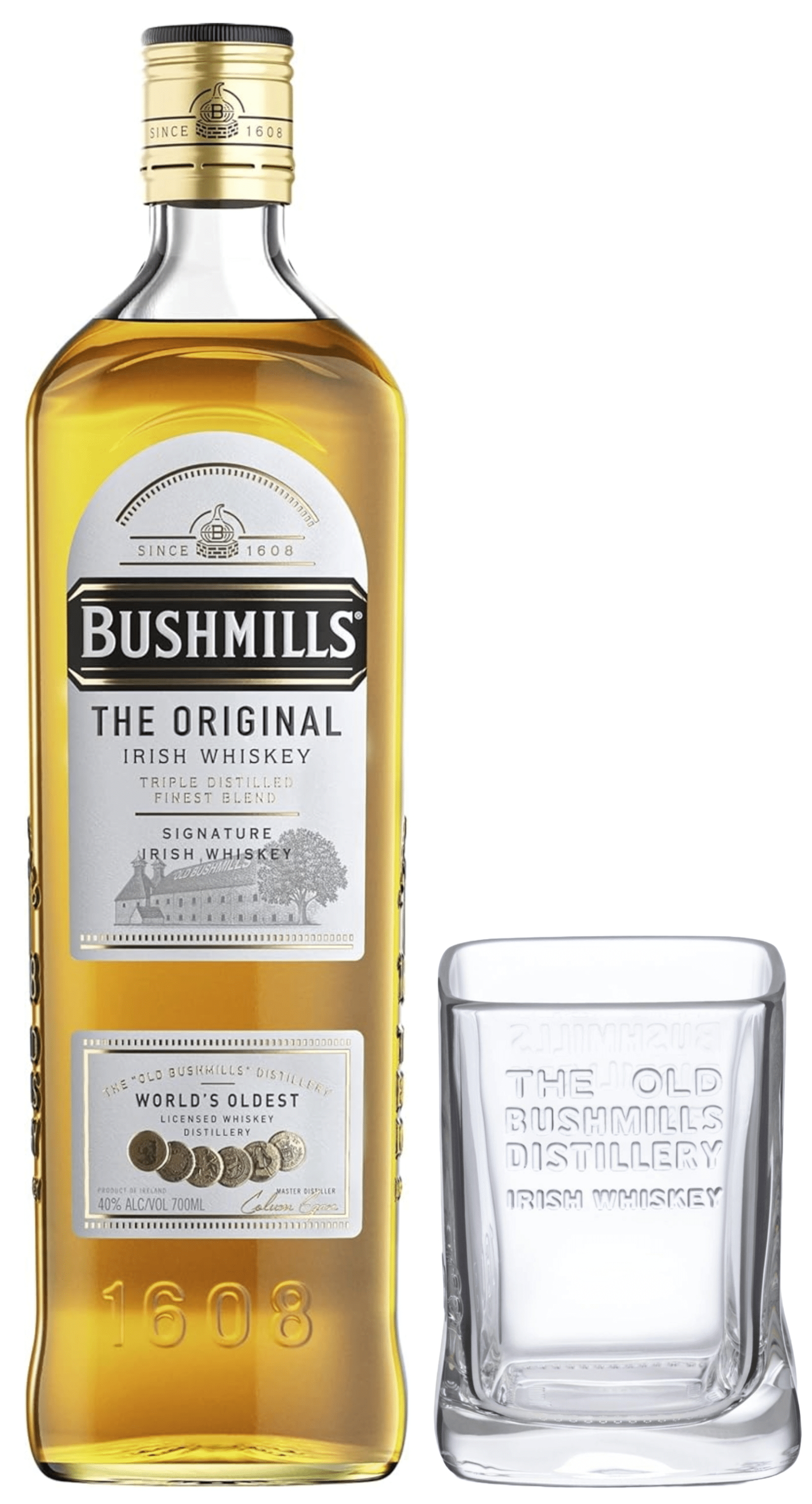 Bushmills Original Irish Whiskey & Glass 70cl, Bushmills, Ireland | Gin ...