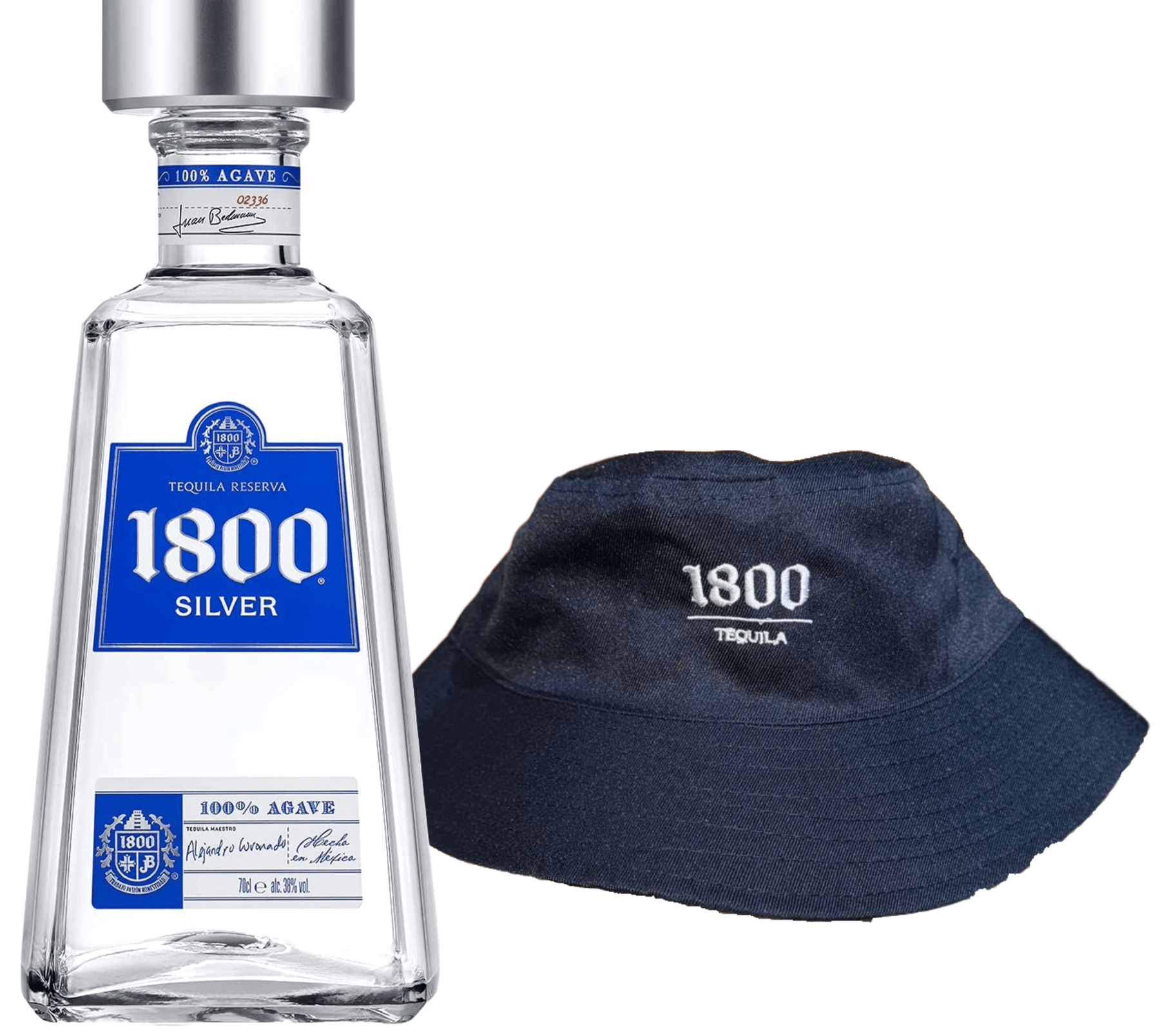 1800 Silver Tequila & Bucket Hat 70cl, Threshers, Mexico | White ...