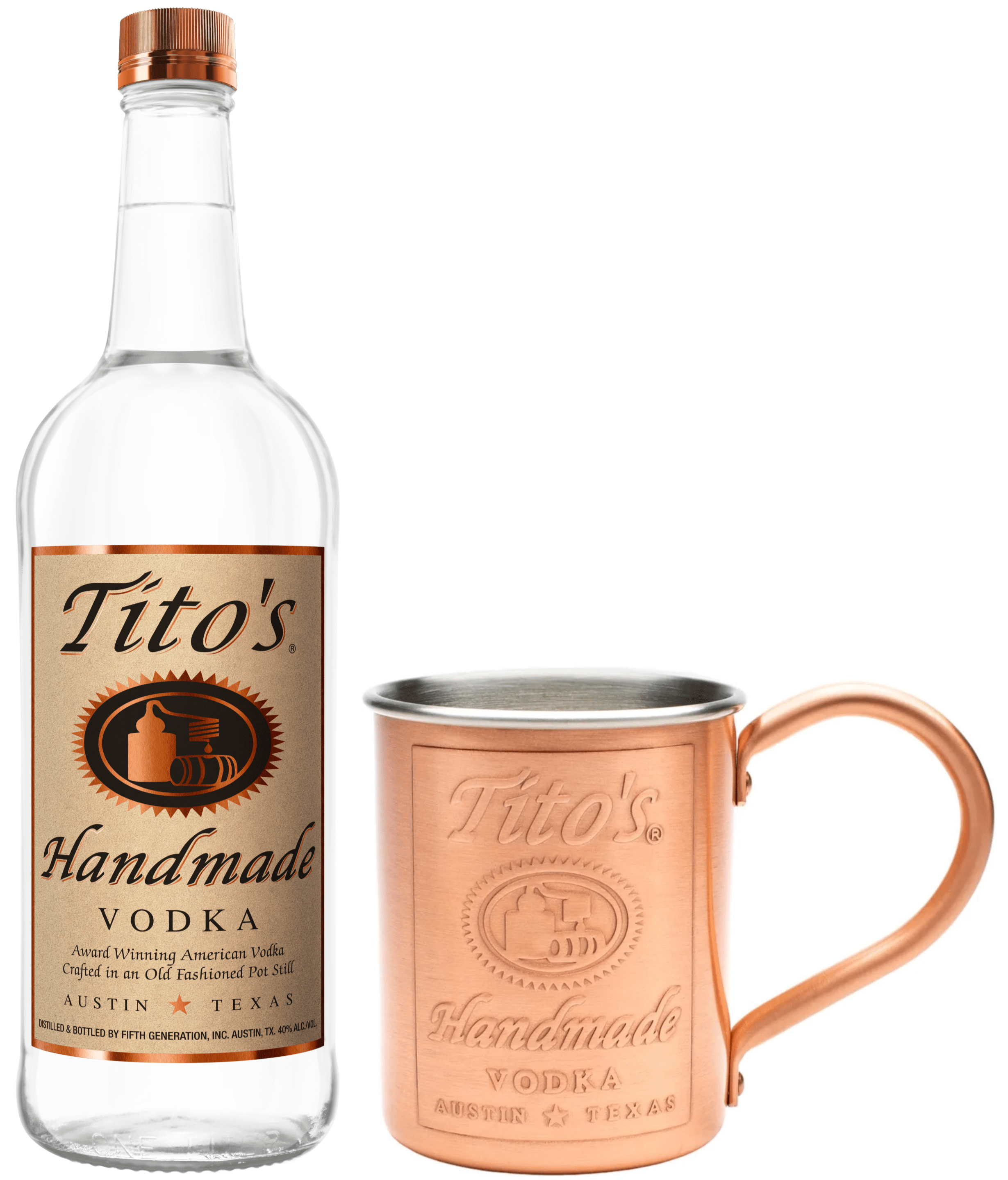 Tito's Handmade Texas Vodka & Copper Mug 70cl, Threshers, Texas, United ...