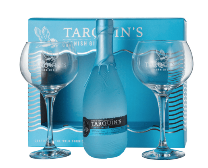 Tarquin's Cornish Dry Gin & 2 Blue Copa Glasses Gift Set 70cl ...