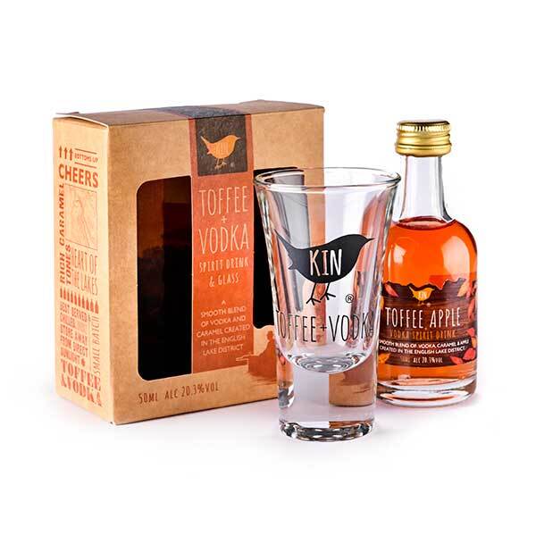 Kin Toffee Apple Vodka Miniature & Shot Glass Gift Set 5cl, Threshers ...