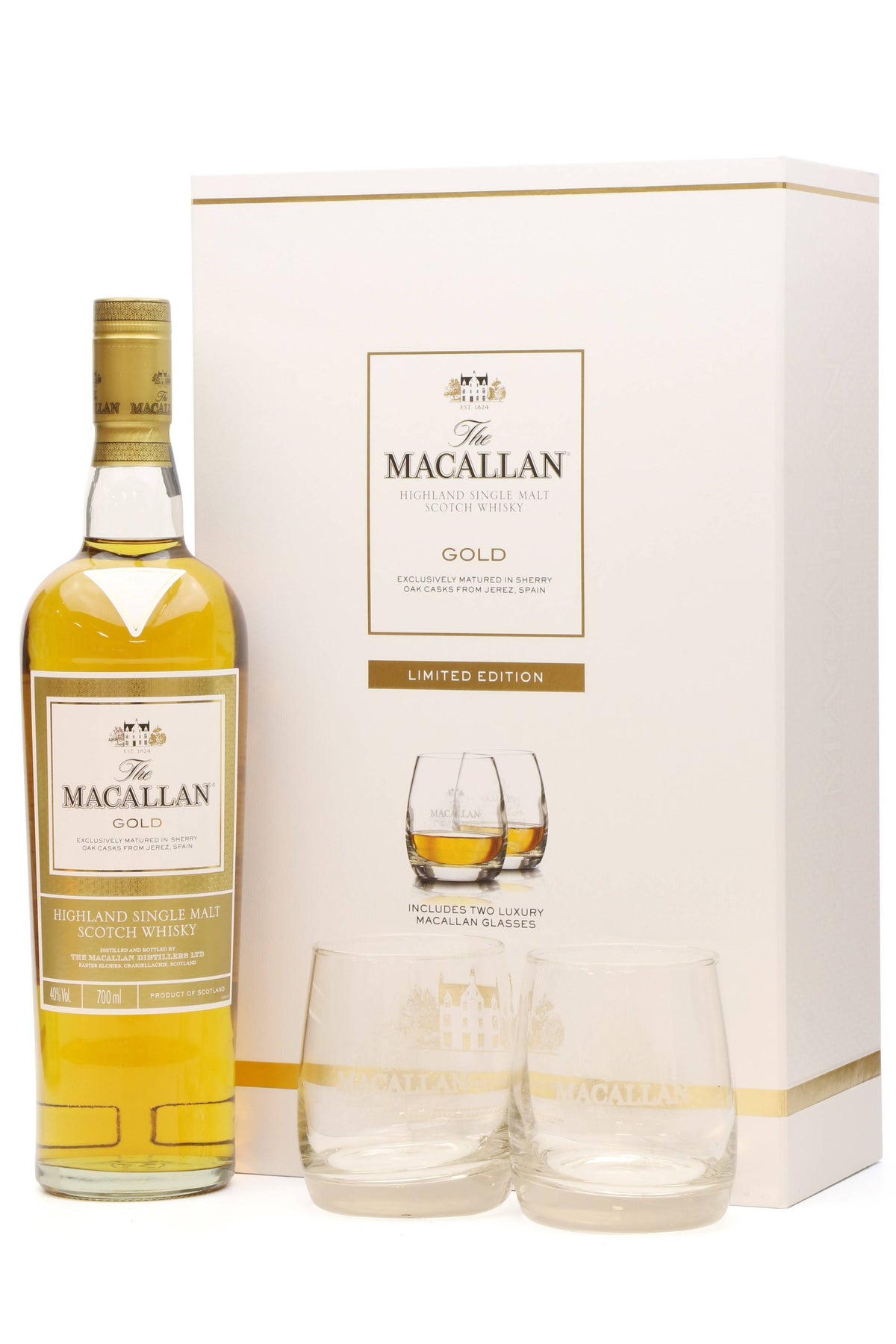 Macallan Gold 1824 Series Limited Edition Gift Set with Glasses 70cl ...