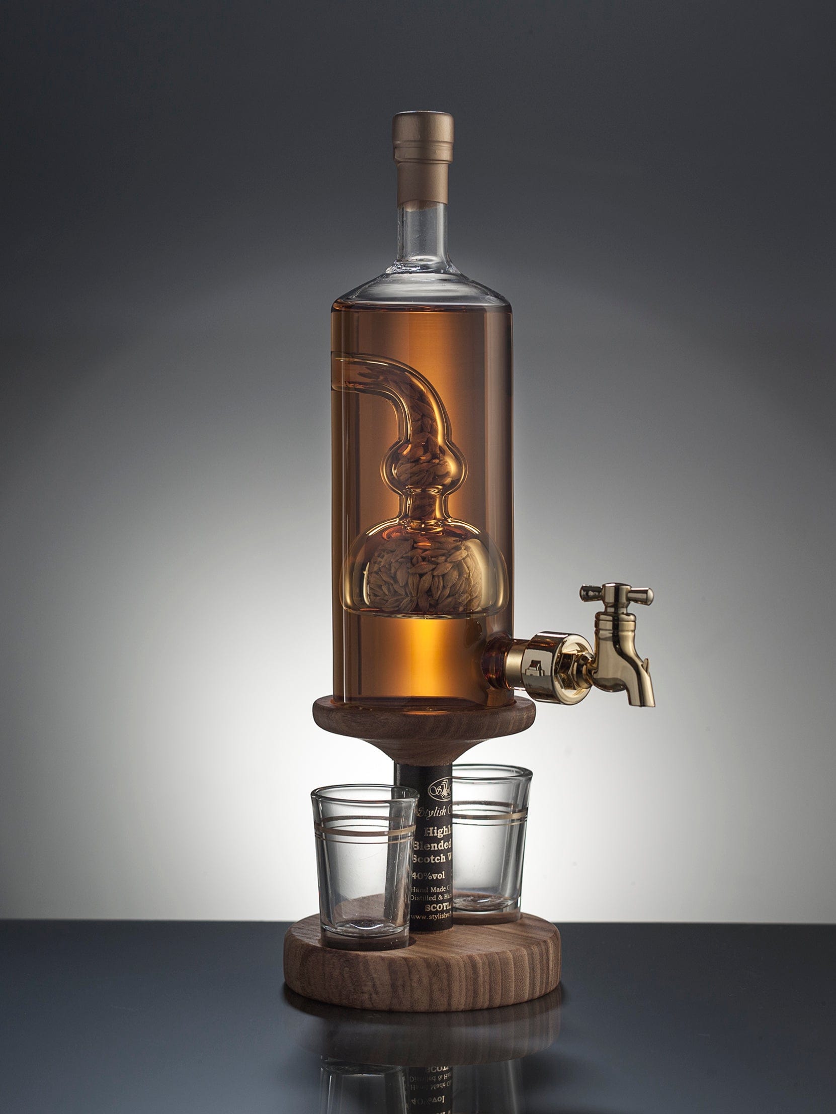 Barley Tap Refillable Whisky Decanter & 2 Glasses 35cl, Threshers ...