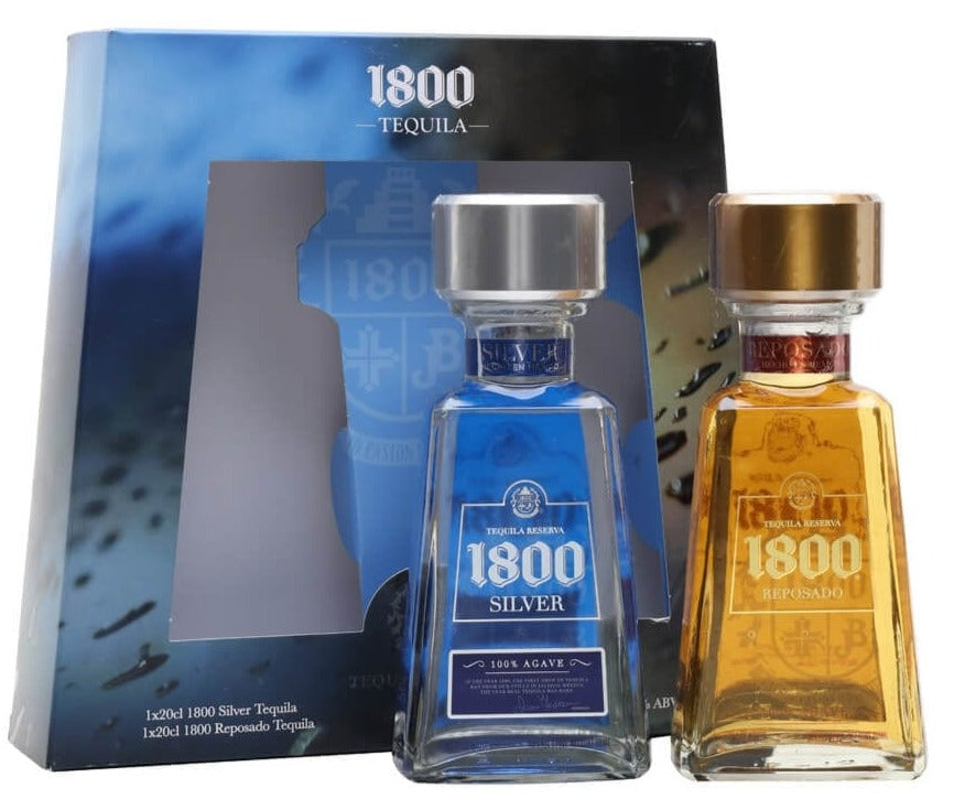 1800 Silver and Reposado Tequila Gift Set 2x20cl, Threshers, Mexico ...