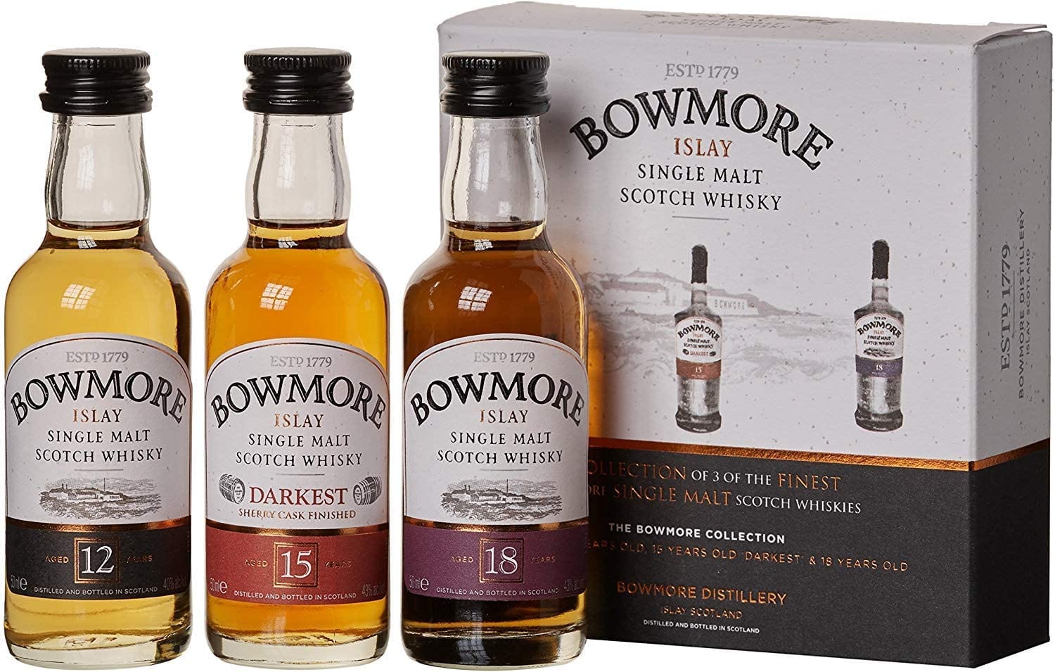 Bowmore Single Malt Whisky Miniature Gift Set 3x5cl, Bowmore, Islay ...