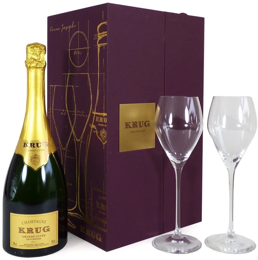 Krug Grande Cuvee Champagne 75cl Sharing Set with 2 Krug Glasses ...